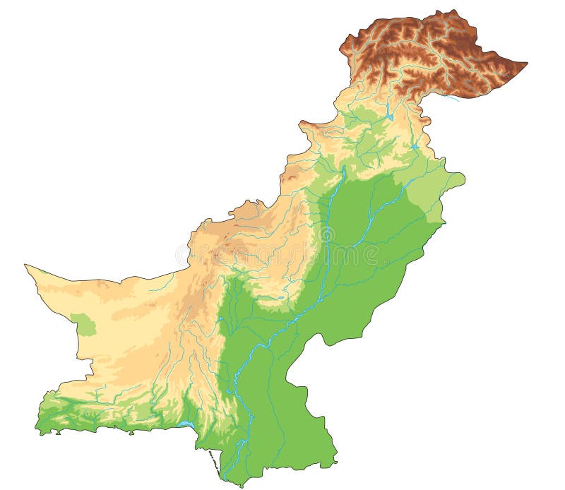 Detailed Pakistan Physical Map. Stock Vector - Illustration of ...