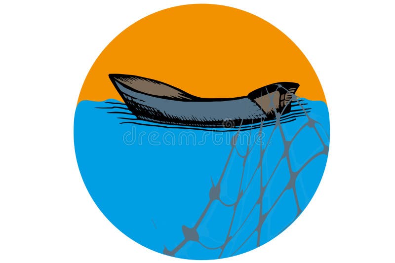 Boat and fishing net stock vector. Illustration of professional - 277415116