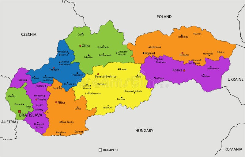 Colorful Slovakia Political Map with Clearly Labeled, Separated Layers ...