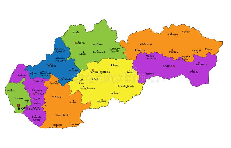 Colorful Slovakia Political Map with Clearly Labeled, Separated Layers ...