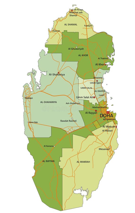 Detailed Editable Political Map with Separated Layers. Qatar Stock ...