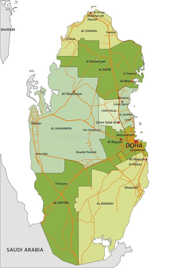 Detailed Editable Political Map with Separated Layers. Qatar Stock ...