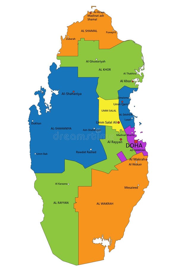 Colorful Qatar Political Map with Clearly Labeled, Separated Layers ...