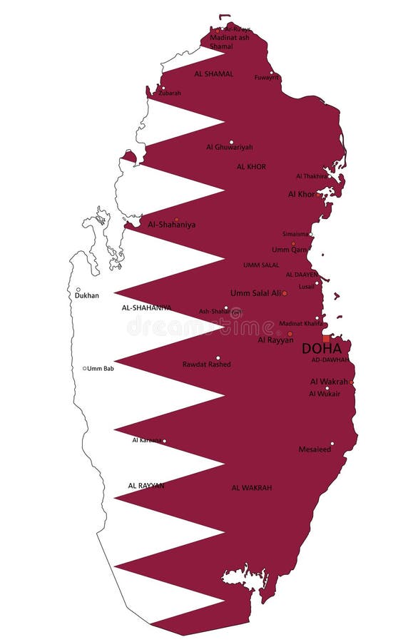 Qatar - Detailed Editable Political Map with Labeling. Stock Vector ...
