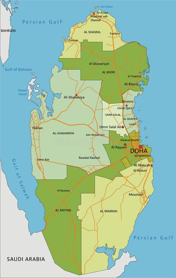 Detailed Editable Political Map with Separated Layers. Qatar Stock ...