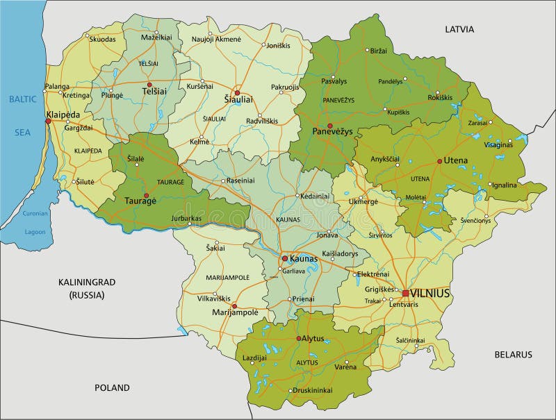 Detailed Editable Political Map with Separated Layers. Lithuania Stock ...