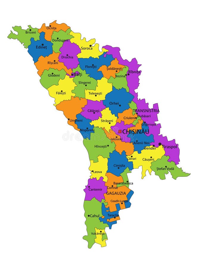 Colorful Moldova Political Map with Clearly Labeled, Separated Layers ...