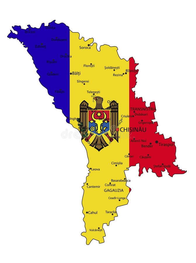 Moldova Detailed Political Map with National Flag. Stock Vector - Illustration of eastern ...