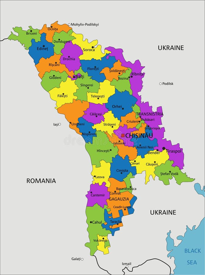Colorful Moldova Political Map with Clearly Labeled, Separated Layers ...