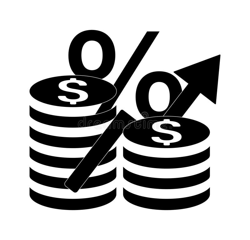 Inflation Icon, Dollar Coins with Arrow and Percentage Stock Vector ...