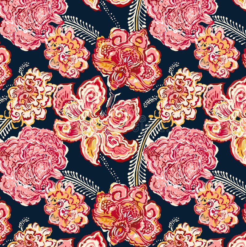 Watercolor Paisley Seamless Background. Cool Colors. Indian, Persian or ...