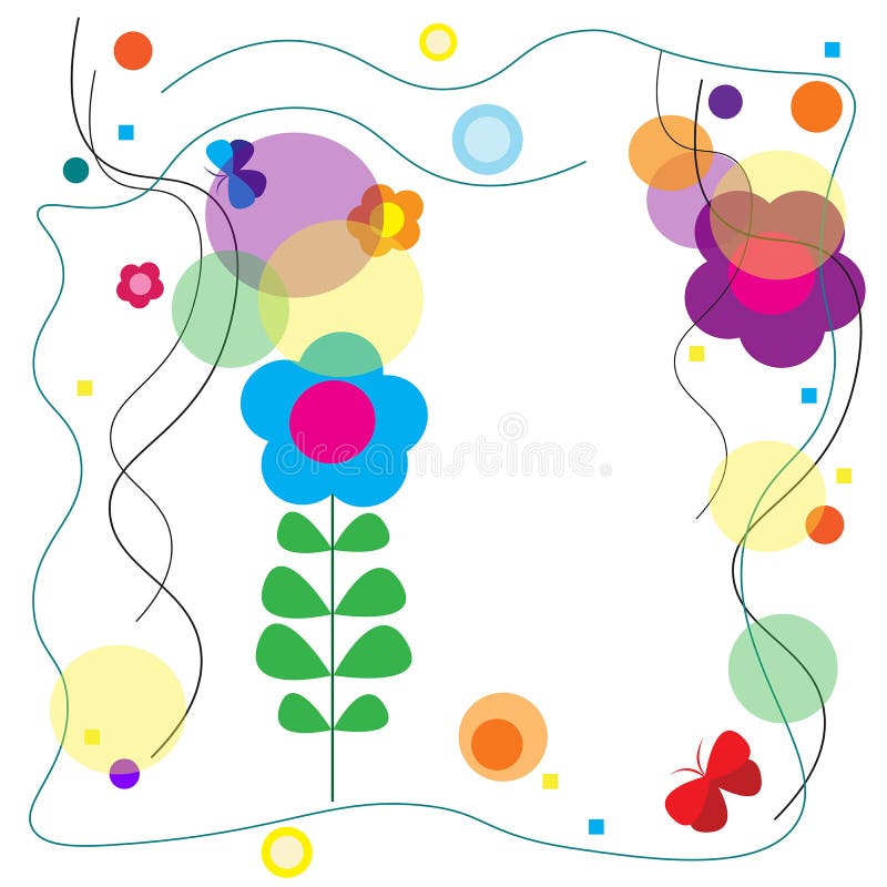 Floral Presentation Card with Colorful Shapes and Graphic Lines Stock ...