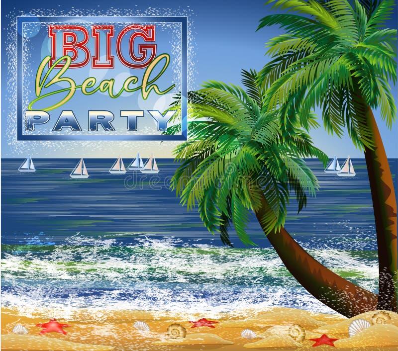 Big Beach Party Invitation Summer Card. Vector Stock Vector ...
