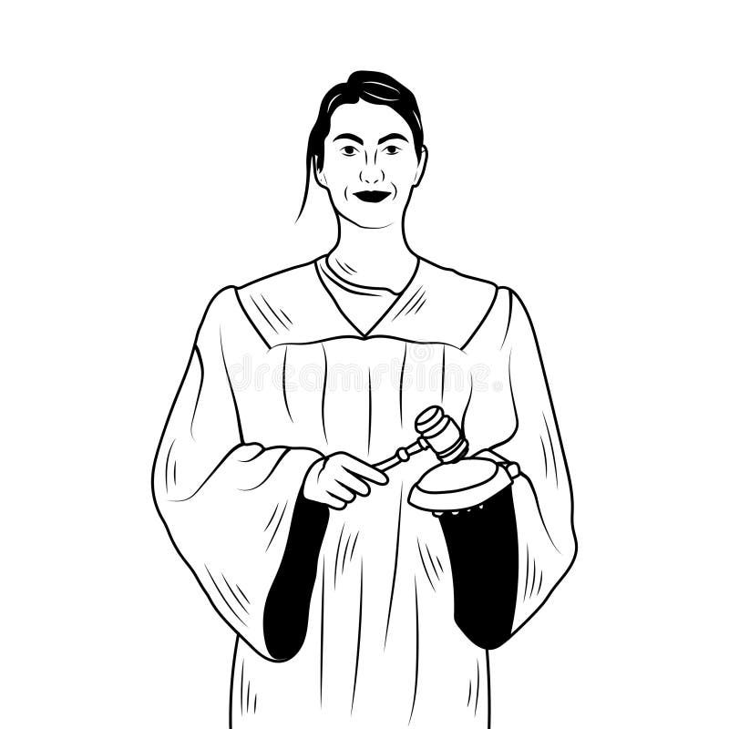 Women Lawyer Vector Stock Illustration, Women Lawyer Line Art Stock ...