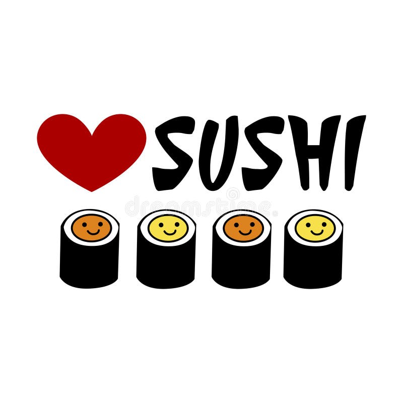 I love sushi cute cartoon stock vector. Illustration of asian - 277616367