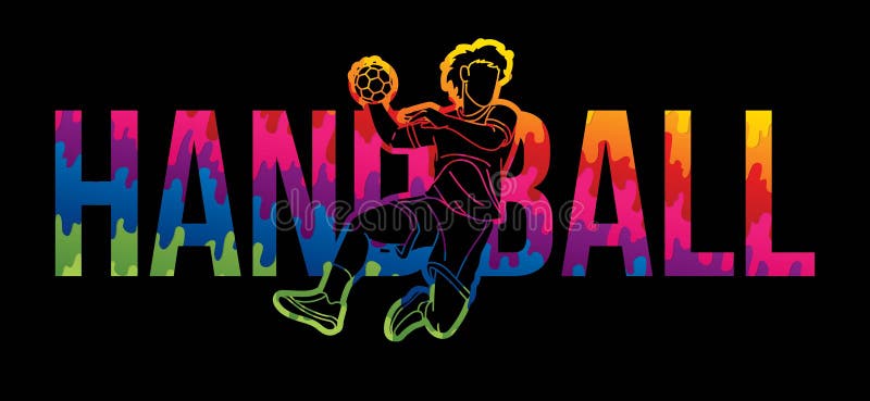 Handball Sport Text Design Cartoon Graphic Stock Vector - Illustration ...