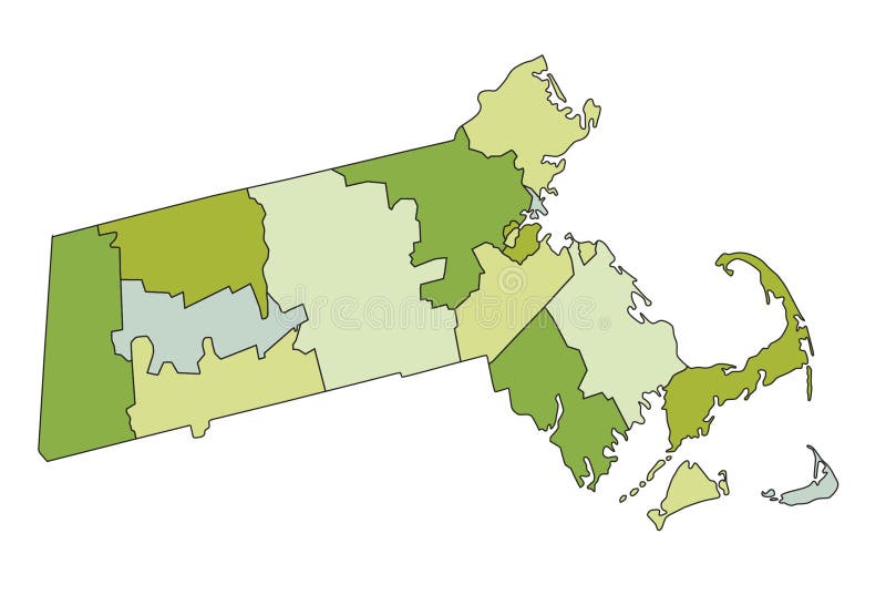 Detailed Editable Political Map with Separated Layers. Massachusetts ...