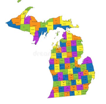 Colorful Michigan Political Map with Clearly Labeled, Separated Layers ...