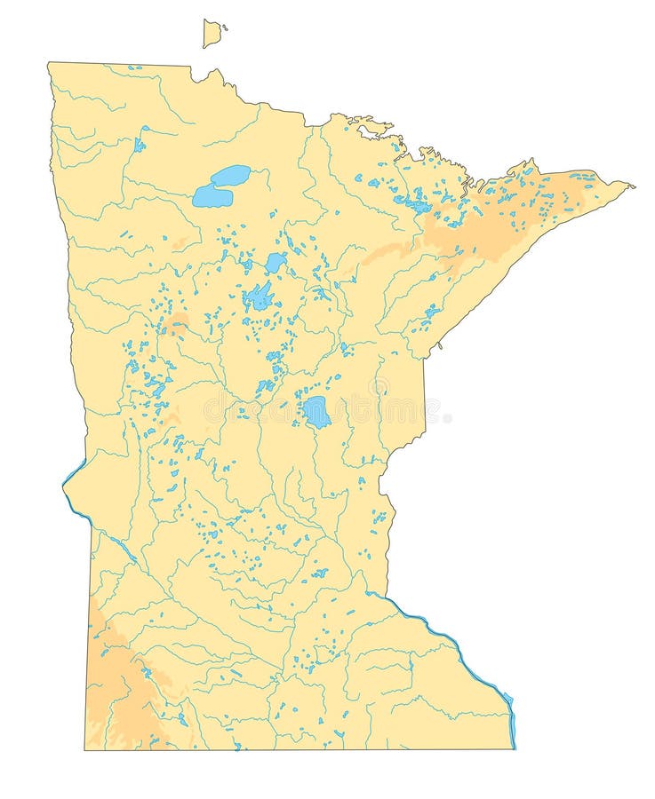 Detailed Minnesota Physical Map. Stock Vector - Illustration of ...