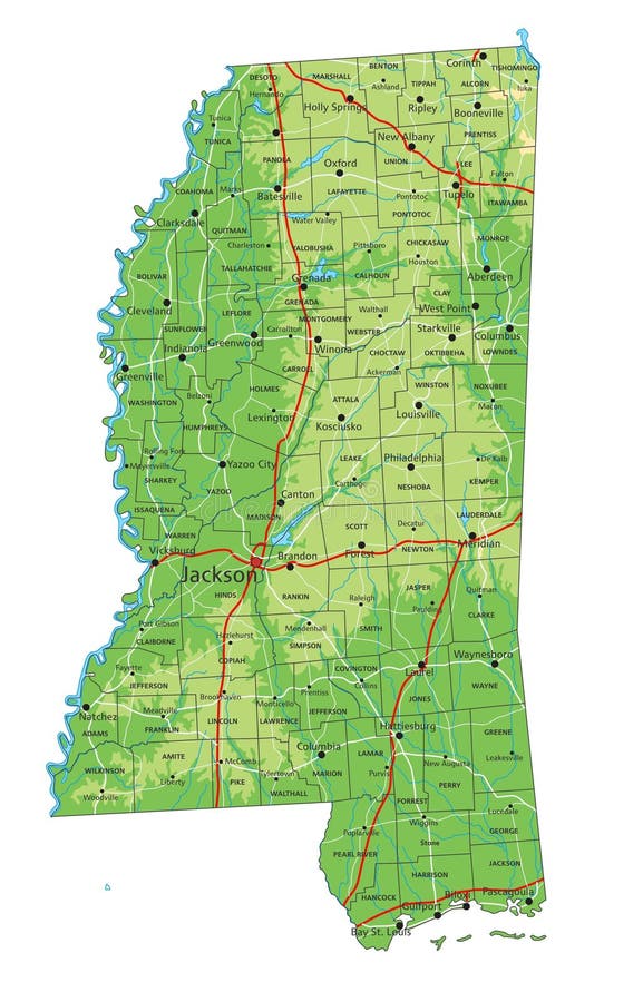 Large Detailed Roads And Highways Map Of Mississippi State ~ Mapdome 7F3
