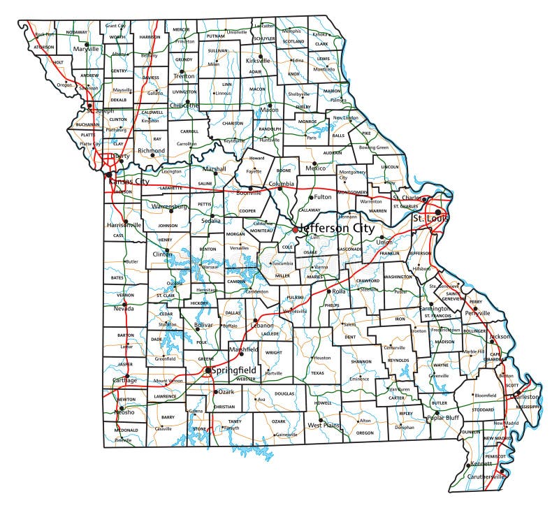 Missouri Road Map Stock Illustrations – 268 Missouri Road Map Stock ...