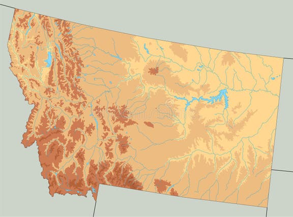 Detailed Montana Physical Map. Stock Vector - Illustration of geography ...