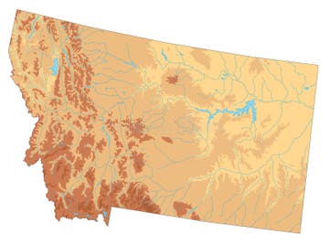 Detailed Montana Physical Map. Stock Vector - Illustration of contour ...