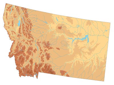 Detailed Montana Physical Map. Stock Vector - Illustration of contour ...