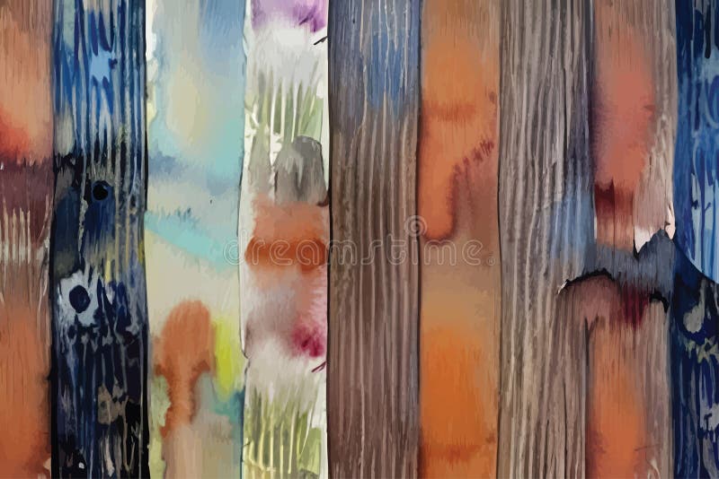 Vector Watercolor Illustration Colorful Wood Pattern Background Stock ...