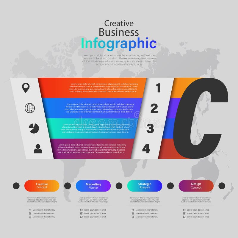 Letter C Business Infographic. Vector Template for Presentation Stock ...