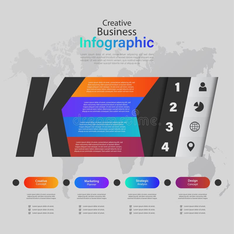 Letter K Business Infographic. Vector Template for Presentation Stock ...