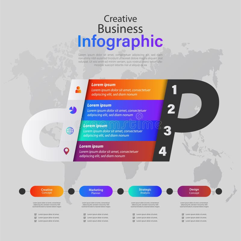 Letter P Business Infographic. Vector Template for Presentation Stock ...