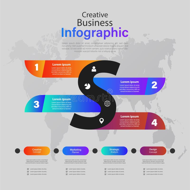 Letter S Business Infographic. Vector Template for Presentation Stock ...