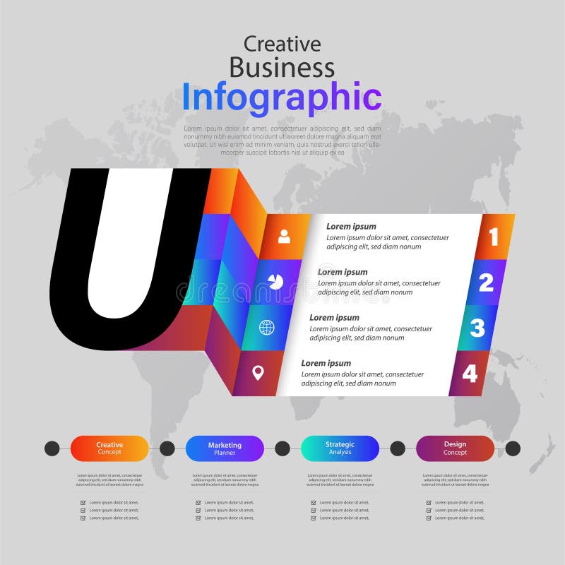 Letter U Business Infographic. Vector Template for Presentation Stock ...