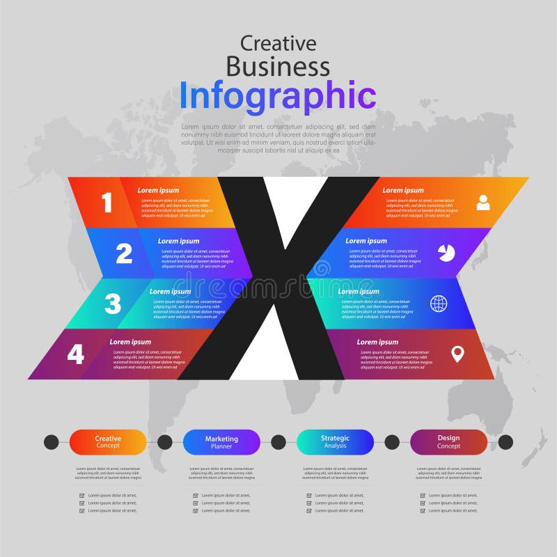 Letter X Business Infographic. Vector Template for Presentation Stock ...