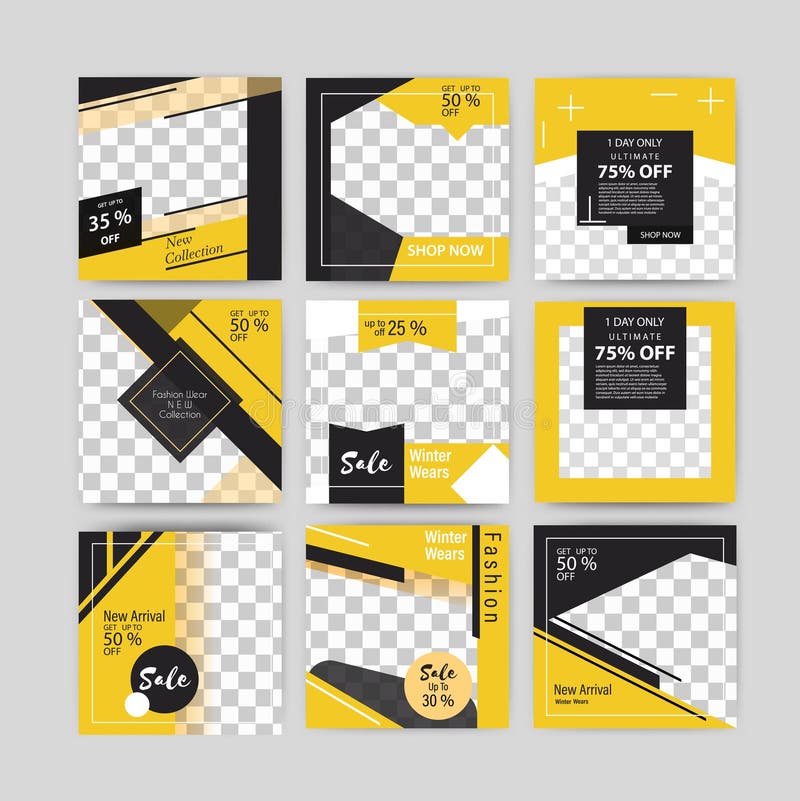 6 Set Editable Post Template Social Media Banners for Digital Marketing ...