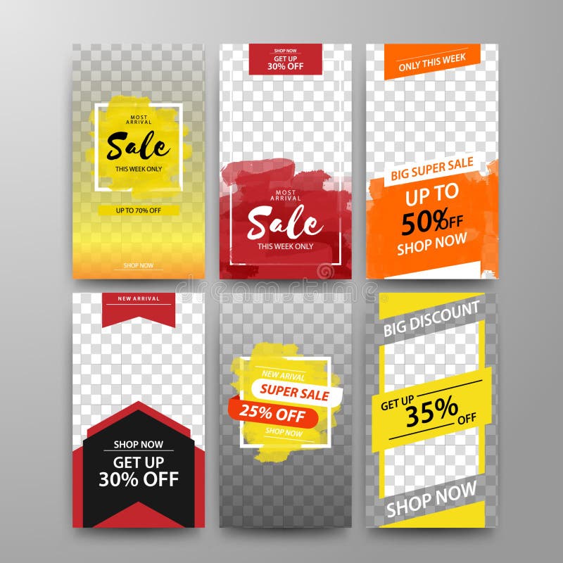 6 Set Editable Post Template Social Media Banners for Digital Marketing ...