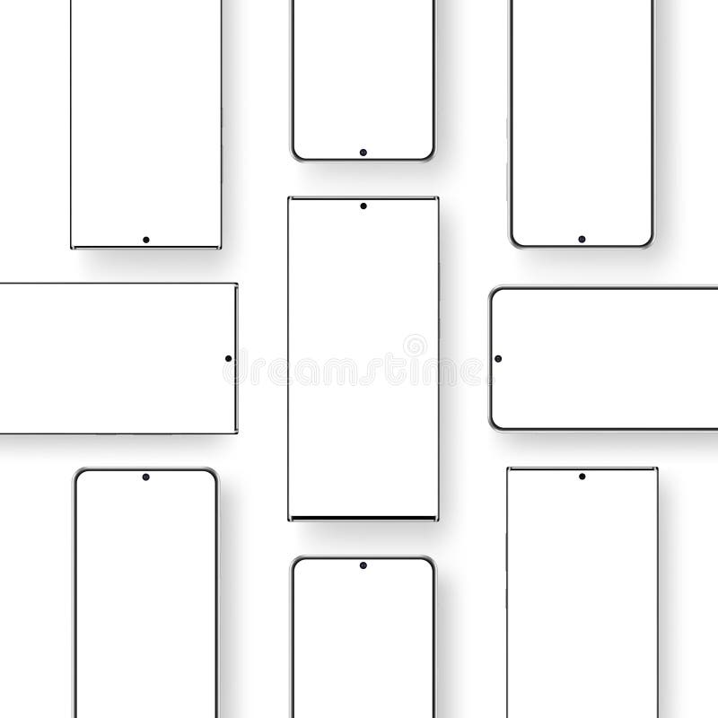 Frameless Smartphones with Blank Screens Stock Vector - Illustration of ...