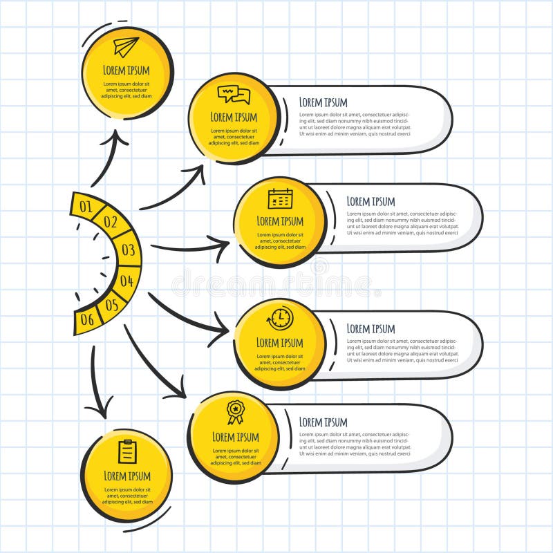 Infographic Hand Drawn Professional Steps with Yellow Color Template ...