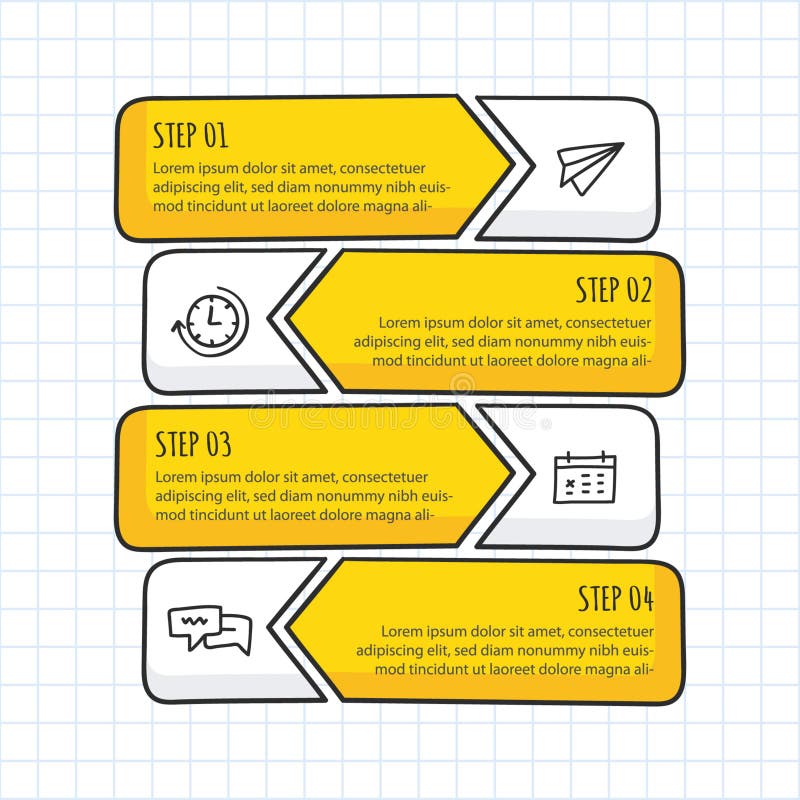 Infographic Hand Drawn Professional Steps with Yellow Color Template ...