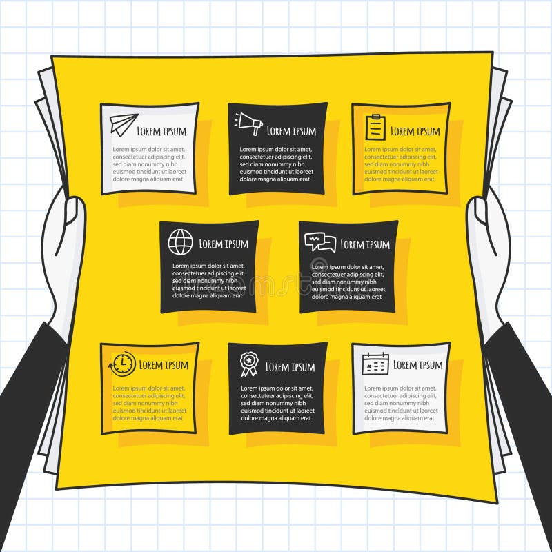 8 Steps Infographic Hand Drawn Professional with Yellow Color. Stock ...