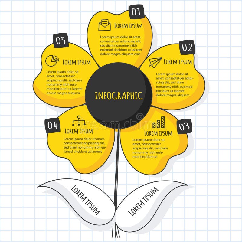 Infographic Design Template with Handdrawn Data in a Flower. Stock ...