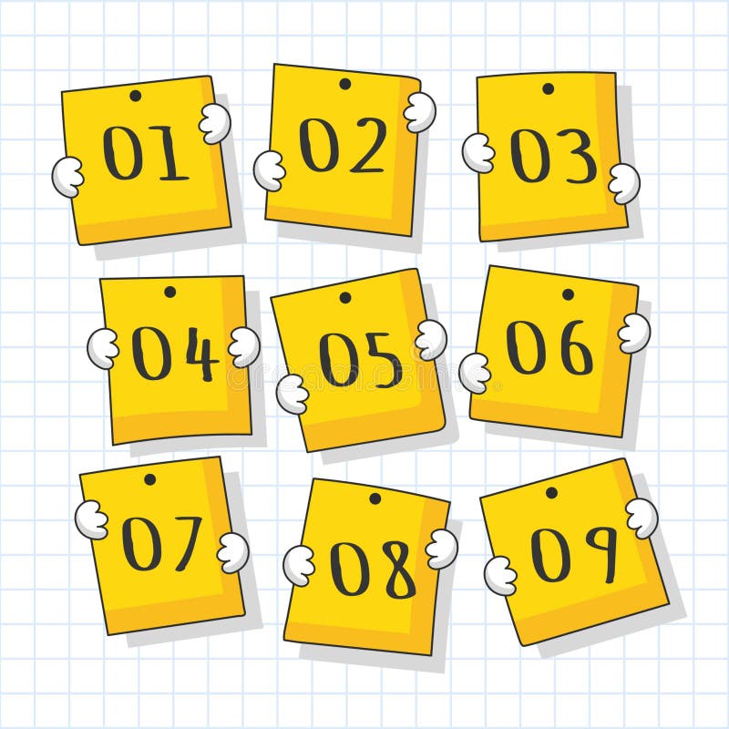 Sticky Notes Numbers Stock Illustrations – 136 Sticky Notes Numbers ...