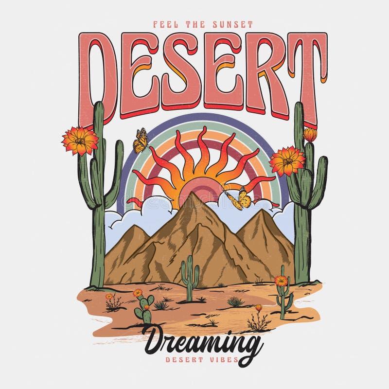 Arizona Desert Vibes Graphic Print Illustration. Stock Vector ...