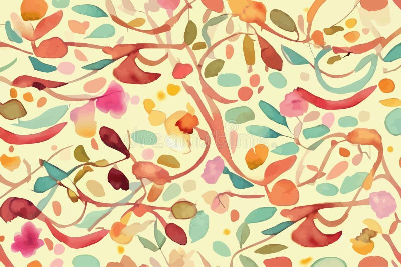 Vector Watercolor Abstract Illustration of Pink Red Yellow Orange Blue ...