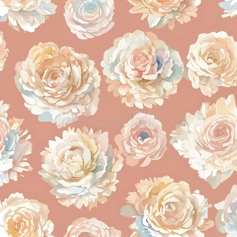 Vector Watercolor Illustration of Pink Orange Flowers on Pink ...