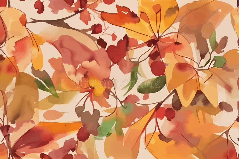 Vector Watercolor Illustration of Colorful Orange Abstract Flowers ...