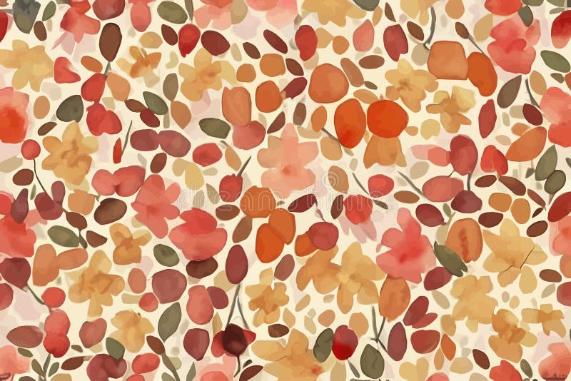 Vector Watercolor Illustration of Red Orange Abstract Flowers on White ...
