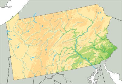 Detailed Pennsylvania Physical Map. Stock Vector - Illustration of ...