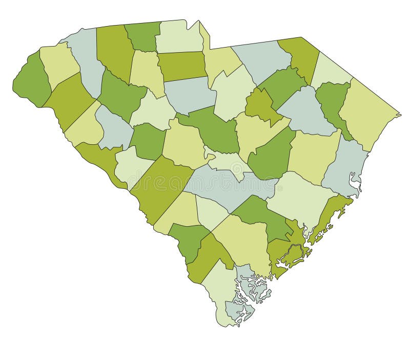 Detailed Editable Political Map with Separated Layers. South Carolina ...